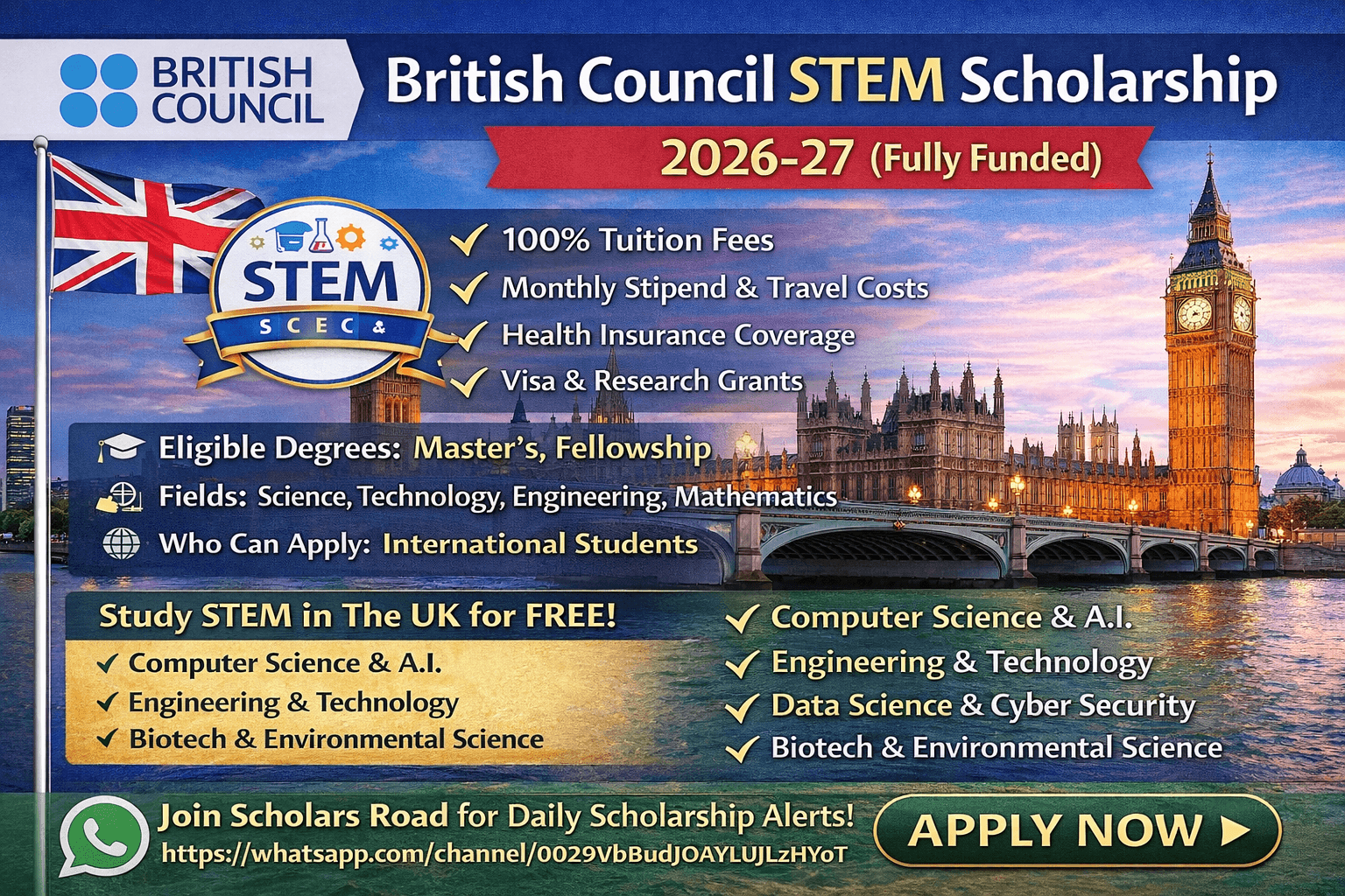 British Council STEM Scholarship 2026–27 (Fully Funded) | Apply Now ...