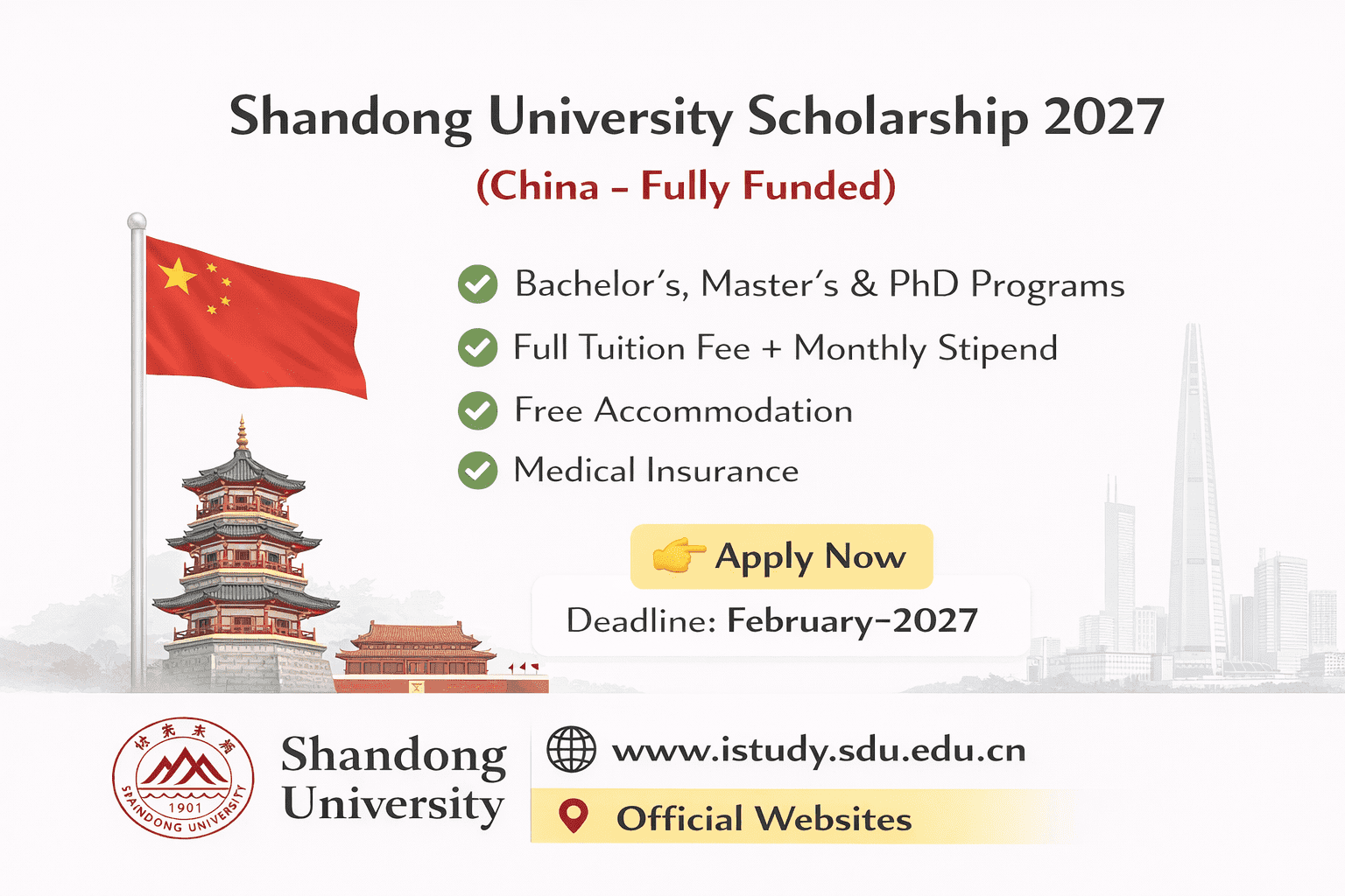 Shandong University Scholarship 2027 in China (Fully Funded) — Apply ...